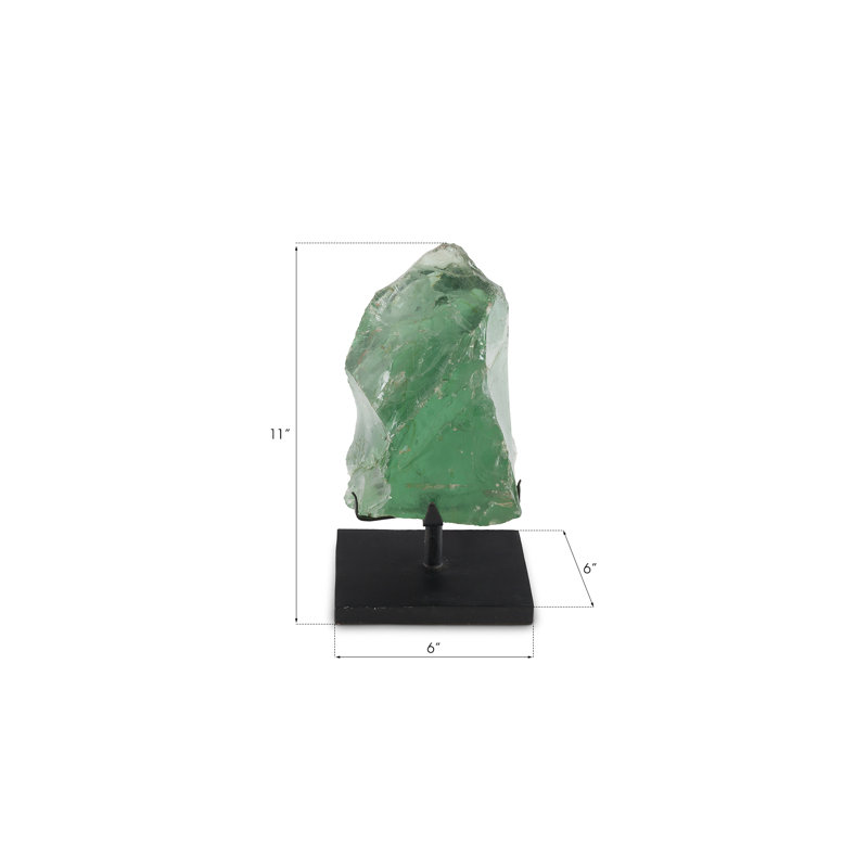 Phillips Collection Refractory Glass Sculpture, Green, On Base | Wayfair