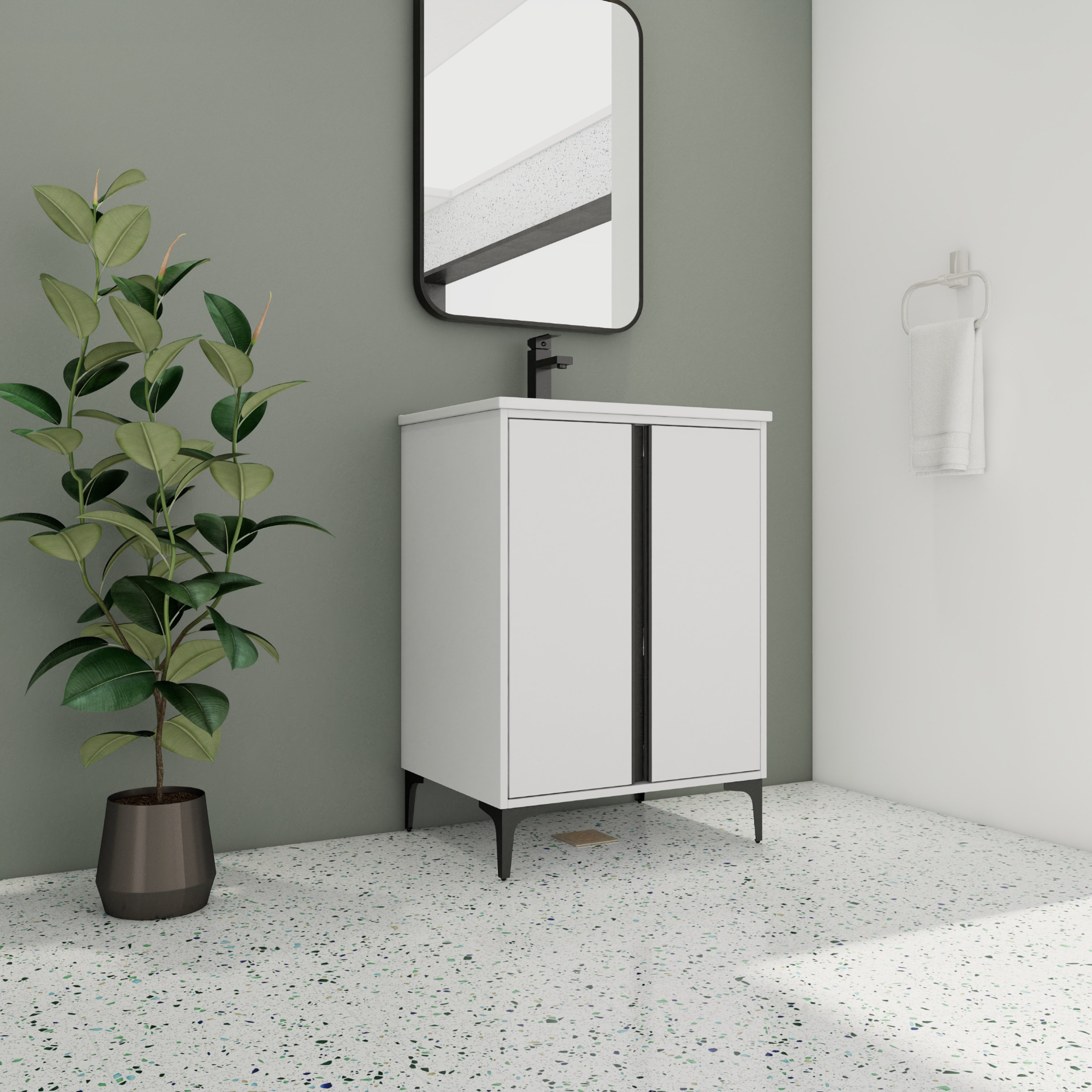 Wrought Studio Kashena 24.47'' Single Bathroom Vanity with Ceramic Top ...