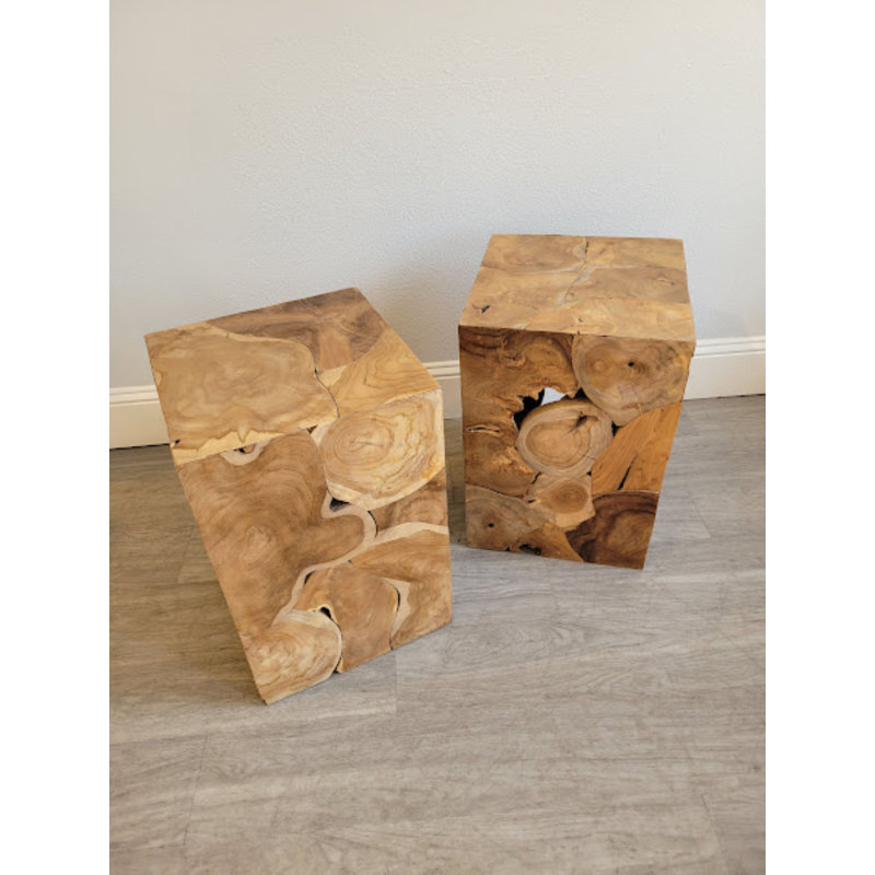 Loon Peak® Teak Block Display Table | Wayfair