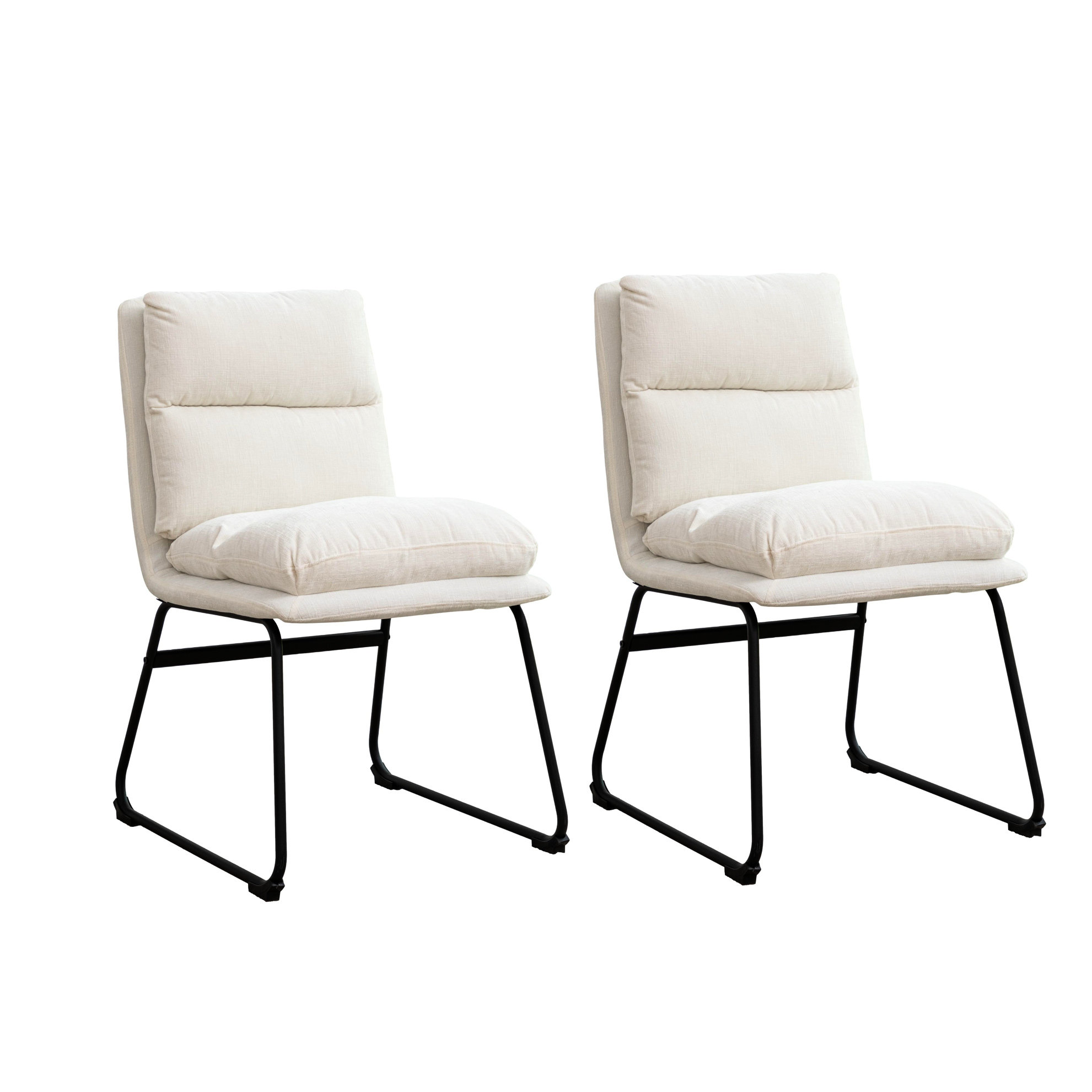 Latitude Run® Contemporary Upholstered Dining Chairs In Vanilla White ...