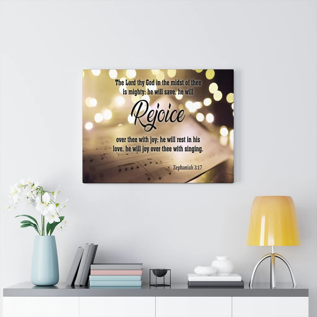 Trinx Rejoice Zephaniah 3:17 Christian Home Decor Scripture Art | Wayfair