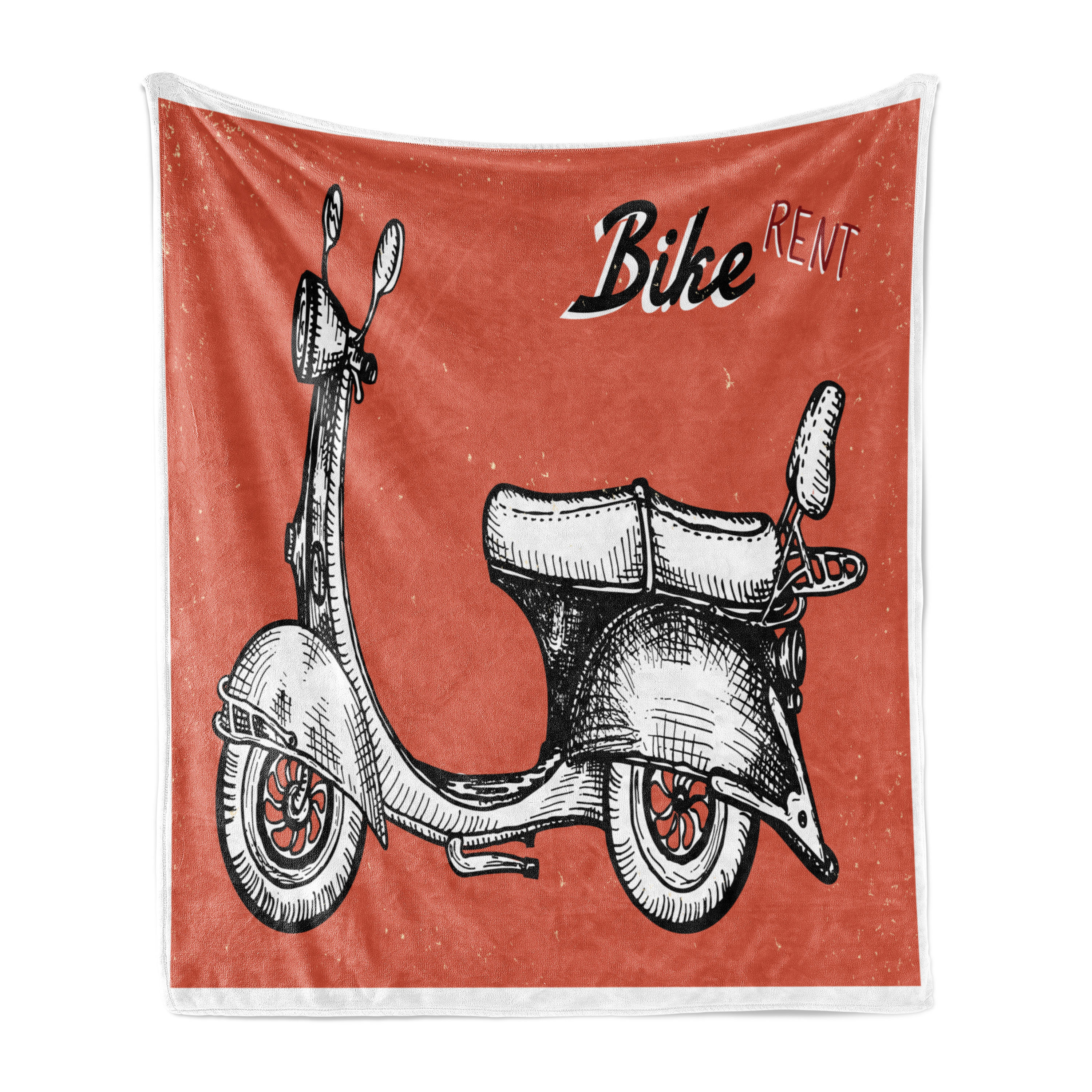 Ambesonne Retro Fleece Throw Blanket Scooter Bicycle Sign Red Black ...