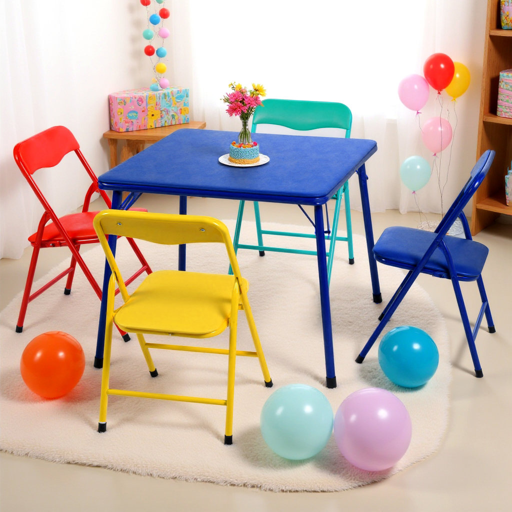 39F inc Kids Folding Activity Table and Chair Set 24" Square Play Table ...