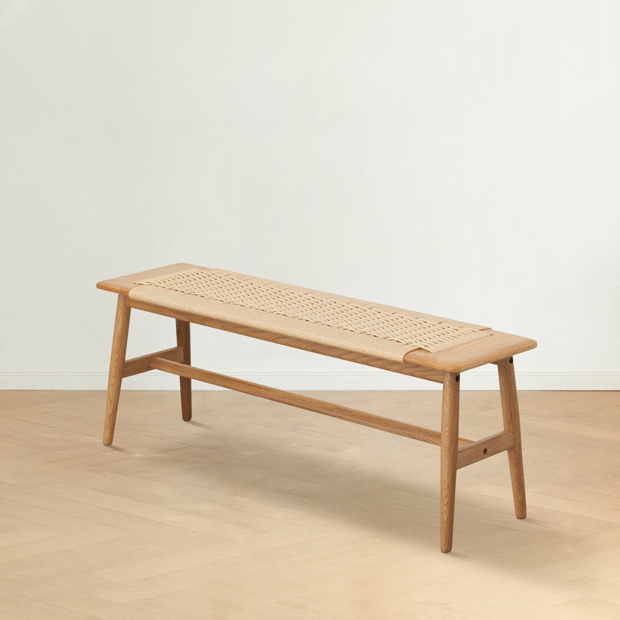 George Oliver Ersela 32" Rustic Farmhouse Wood Bench, Rattan Accent ...