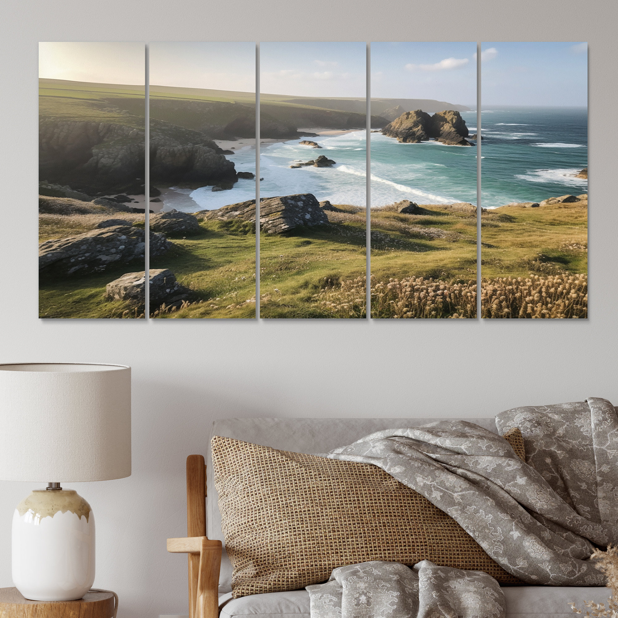 Rosecliff Heights Coastal Horizons II - Coastal Canvas Print - 5 Equal ...