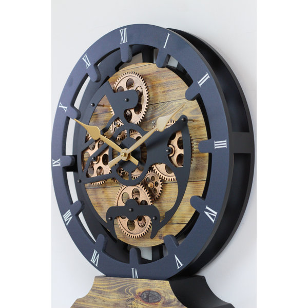 The Gears Clock Mantel Clock 16" Round for Living Room decor with Real ...