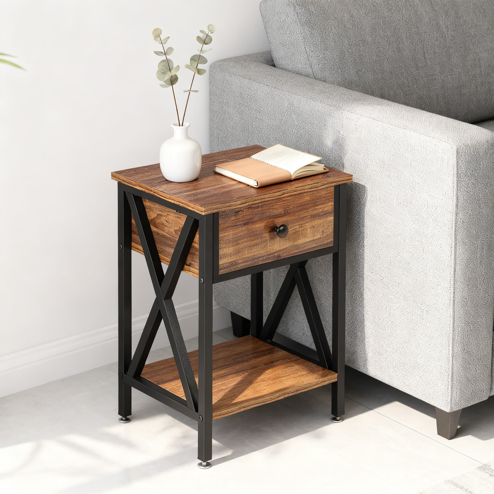 17 Stories Table de chevet industrielle avec tiroir et tablette de ...