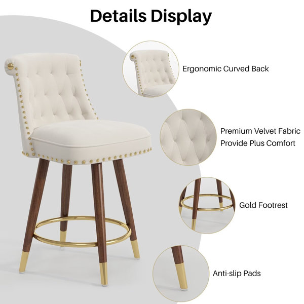 Everly Quinn Ingomar Swivel 24 Inch Counter Height Stools (Set of 4 ...