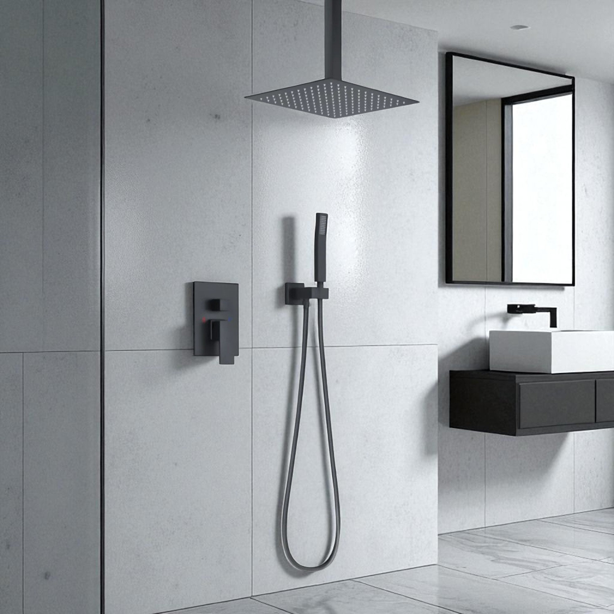 MonadLiving Ceiling Mount Shower System Rain Shower Head With Handheld ...