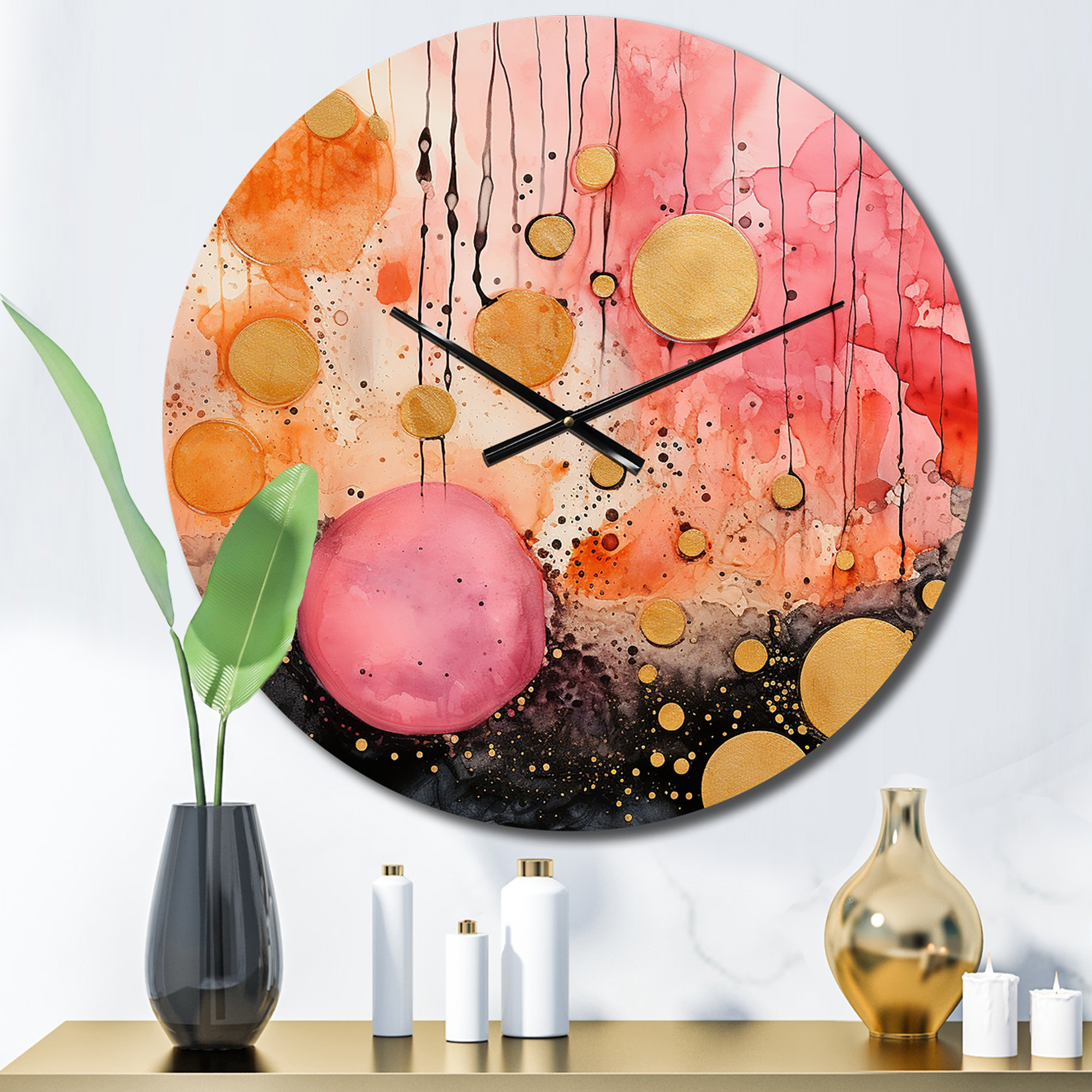 DesignArt Escape To Serenity Vintage Pink Gold Watercolor V Metal Wall ...