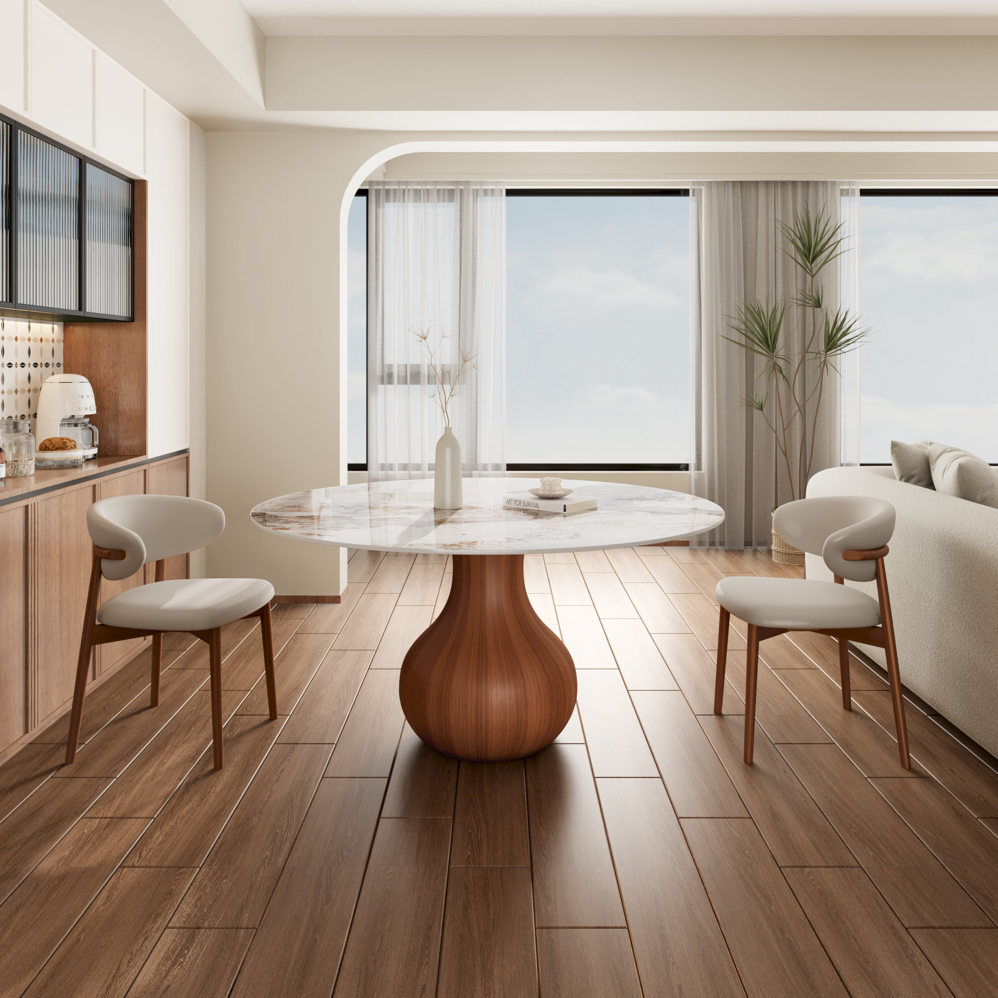 Corrigan Studio® 3 - Piece Modern Farmhouse Round Sintered Stone ...