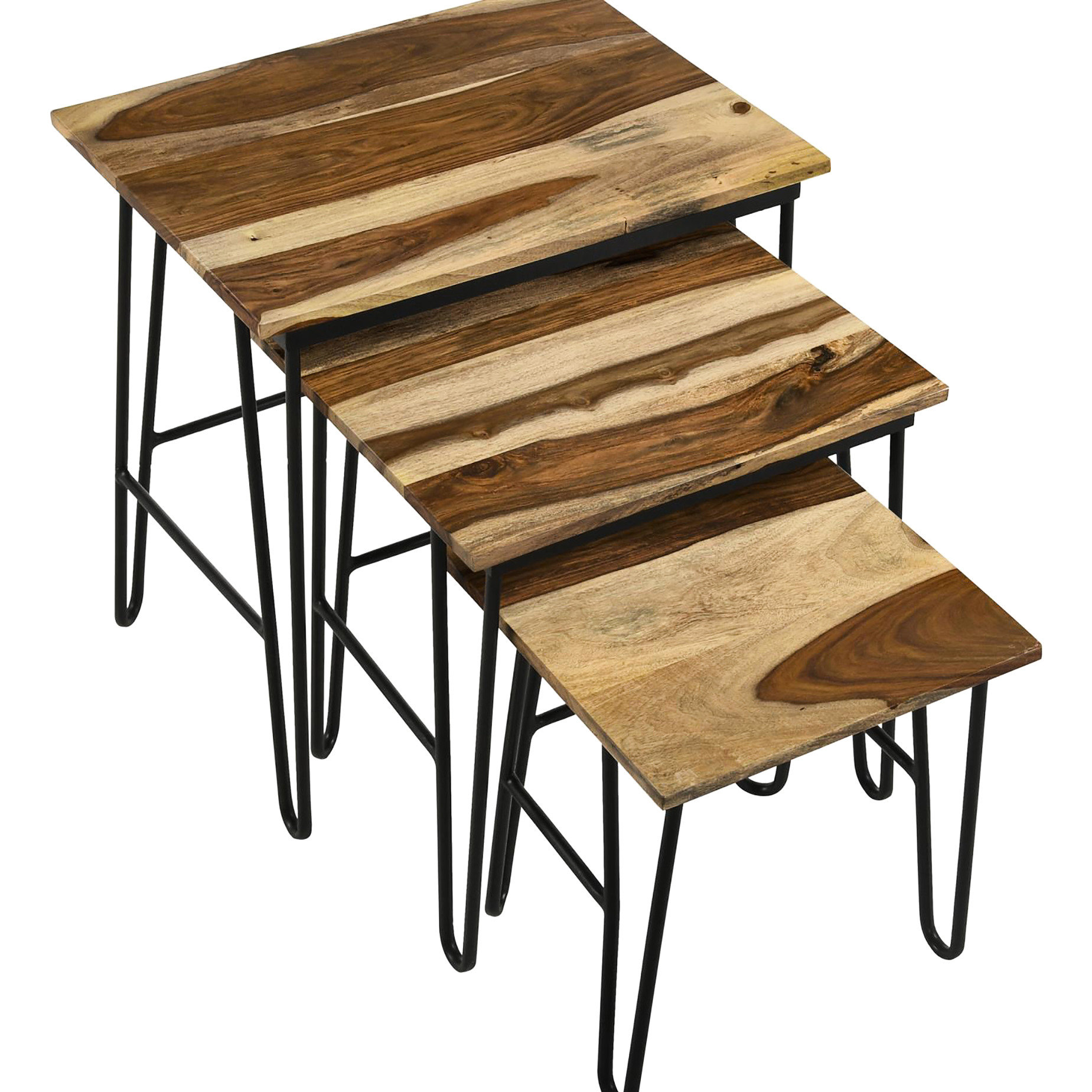 Corrigan Studio® Rectangular Nesting Tables With And Black Metal Look ...