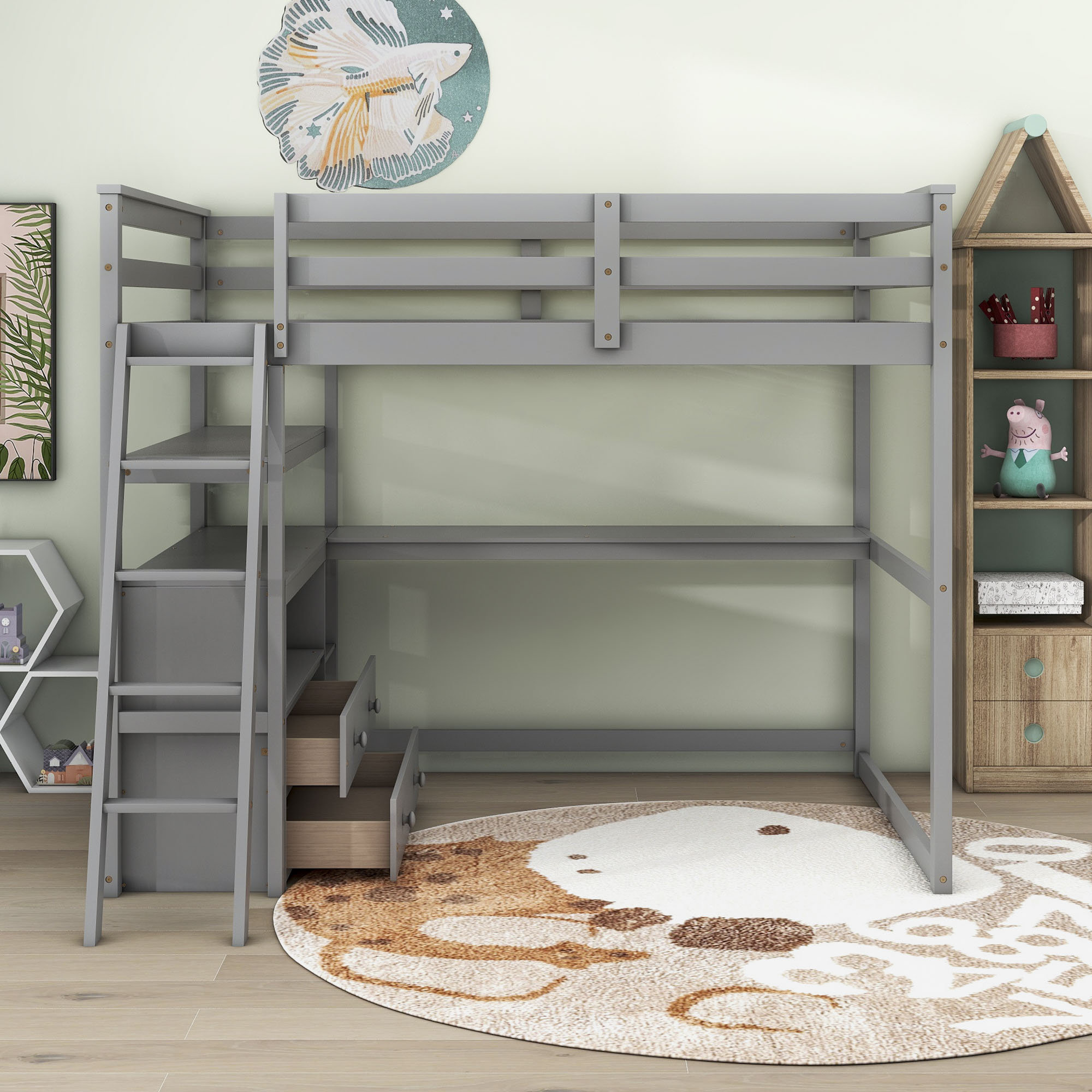 Harriet Bee Esbeidy Full 2 Drawer Loft Bed with Built-in-Desk by Harriet Bee - Wayfair Canada