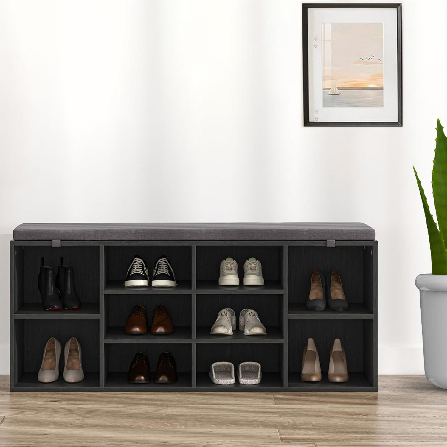 Ameriwood Shoe Storage Bench, 10 Cubbies Shoe Bench - Wayfair Canada