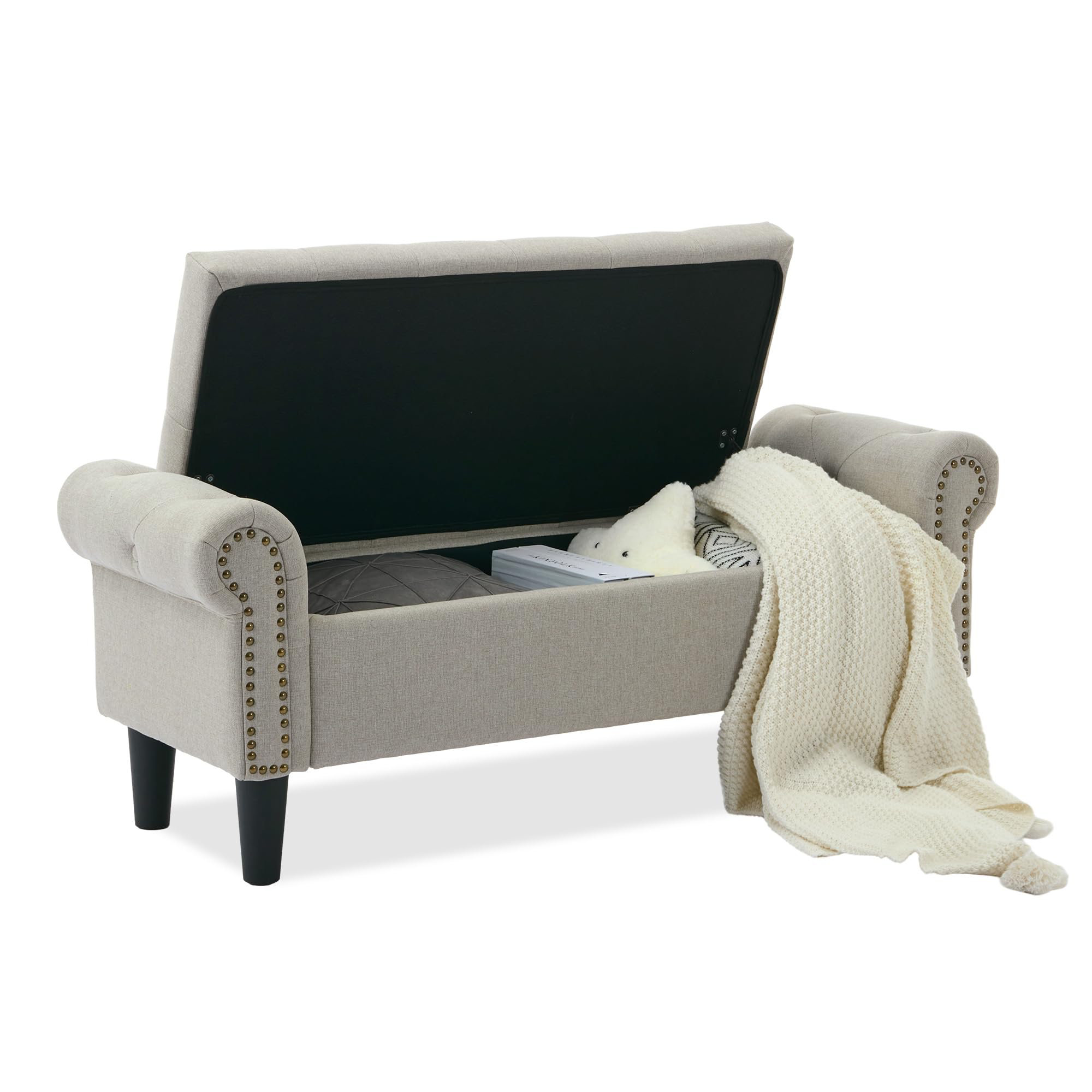 Red Barrel Studio Storage Bench, 50" Queen End of Bed Bench, Faux ...