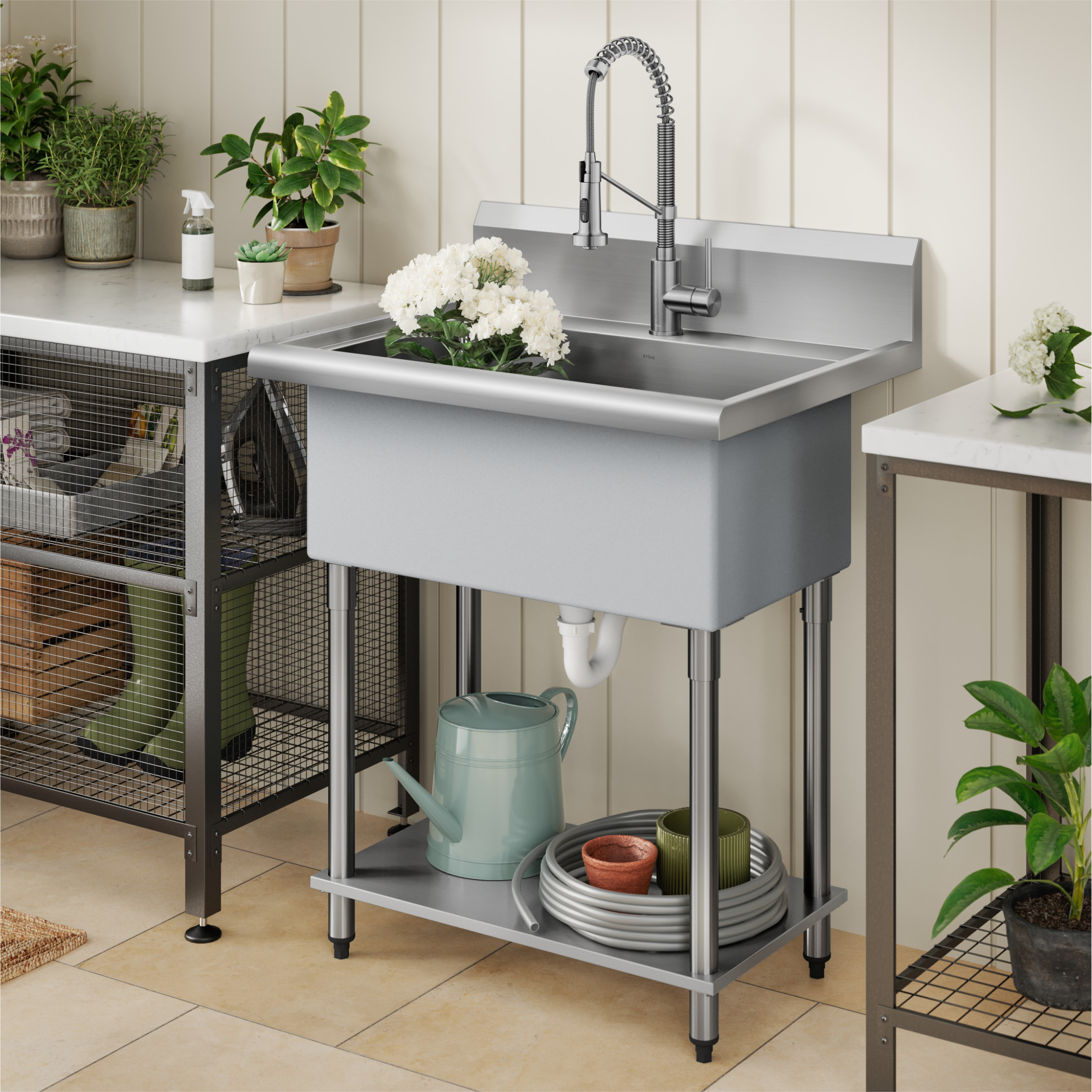 KRAUS Standart Pro 32” 18-Gauge Stainless Steel Single Bowl Commercial ...
