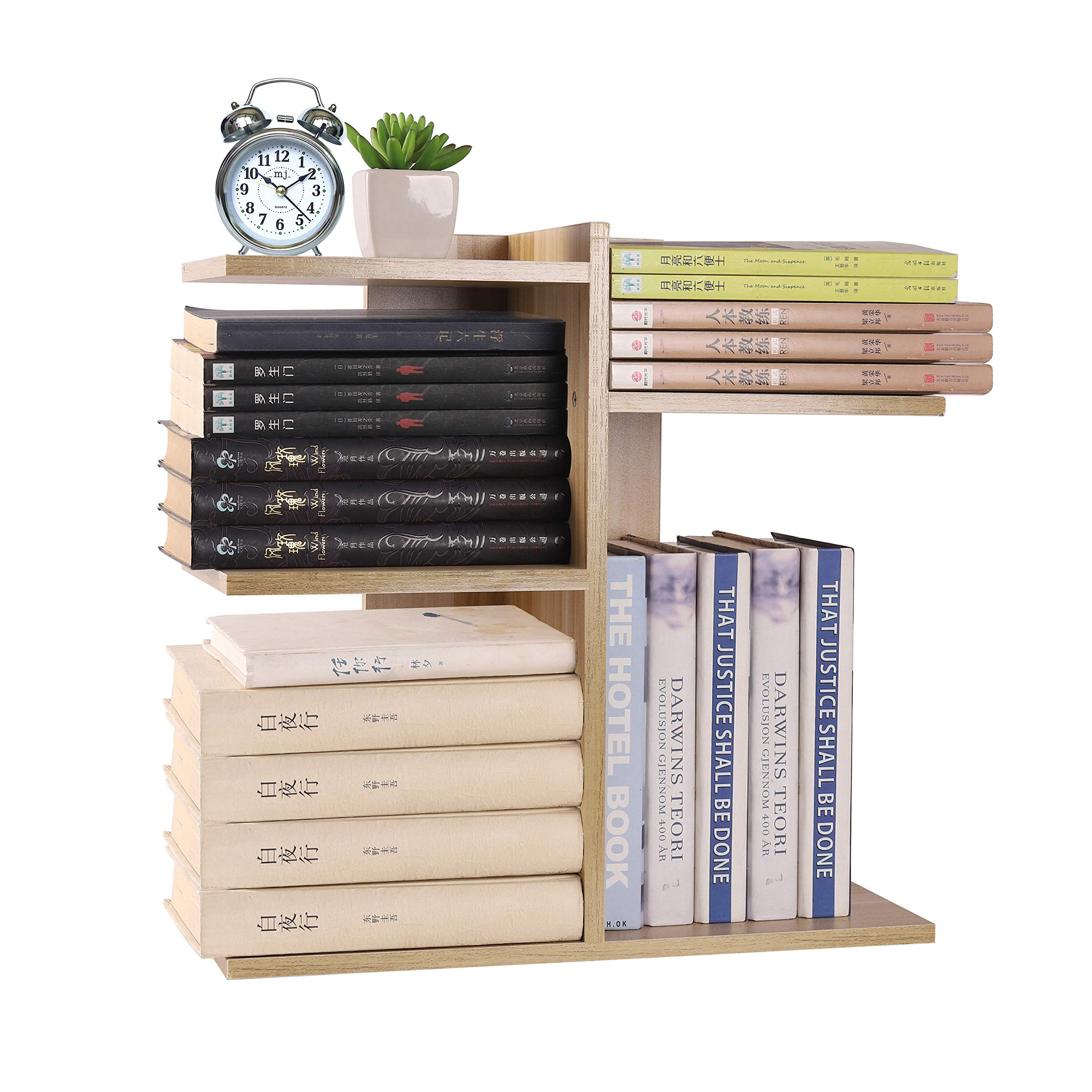 Latitude Run® Desktop Shelf Bookshelf,Wood Countertop Bookcase Storage ...
