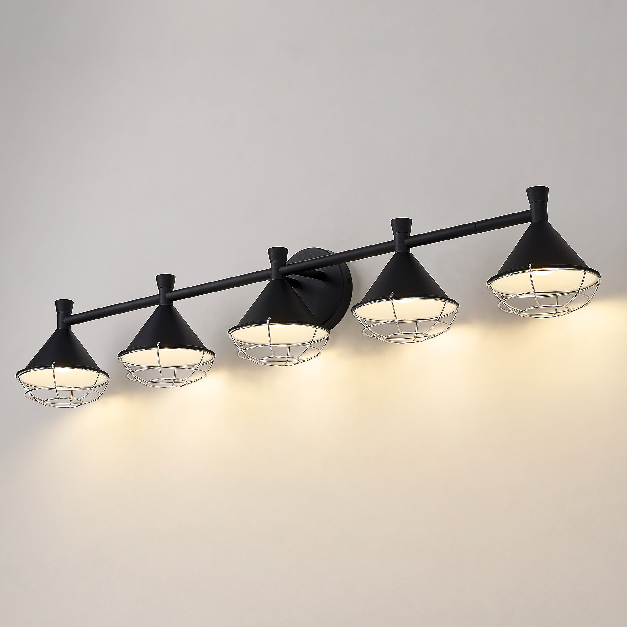 Jazava 5 - Light Bathroom Steel LED Dimmable Vanity Light 5 Color Modes ...