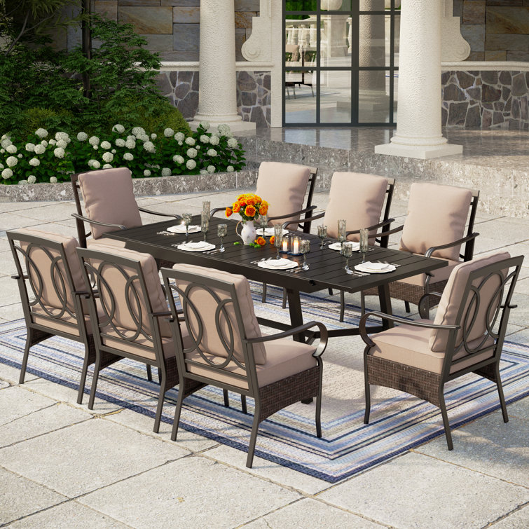 Lark Manor Argyri 8 - Person Rectangular Extendable Outdoor Dining Set ...