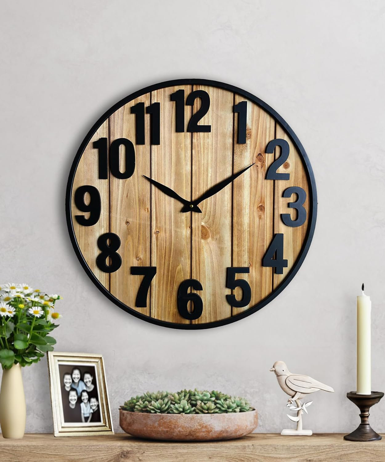 17 Stories Farmhouse Wall Clock Large, Large Wall Clock 24 Inches Or ...