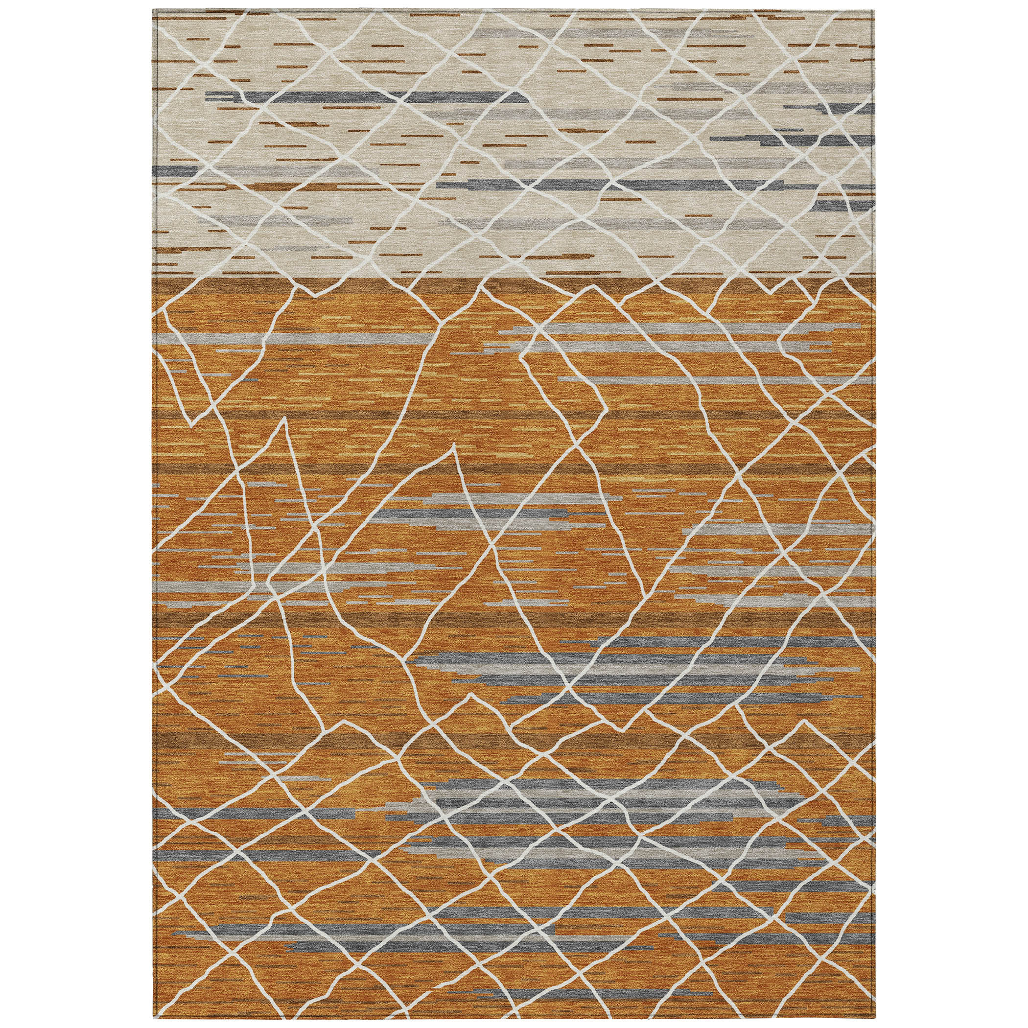 HomeRoots 3' X 5' Terra Cotta Beige And Ivory Striped Washable Indoor ...