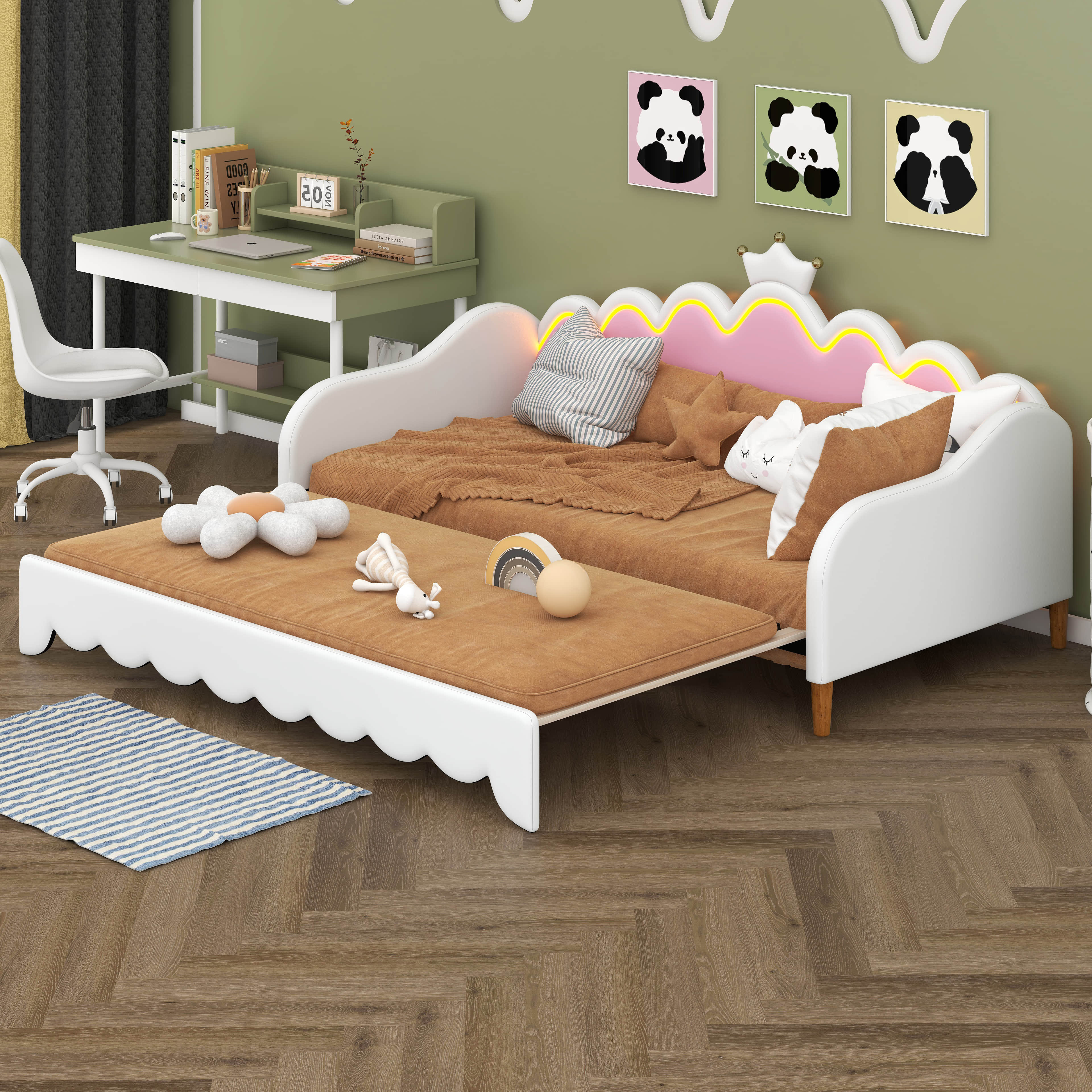 Gemma Violet Modern Upholstered Princess Daybed With Crown Headboard ...