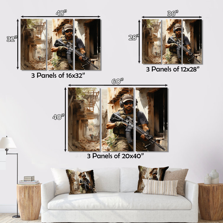 DesignArt Us Military In Mission III - Army Metal Wall Art Prints Set ...