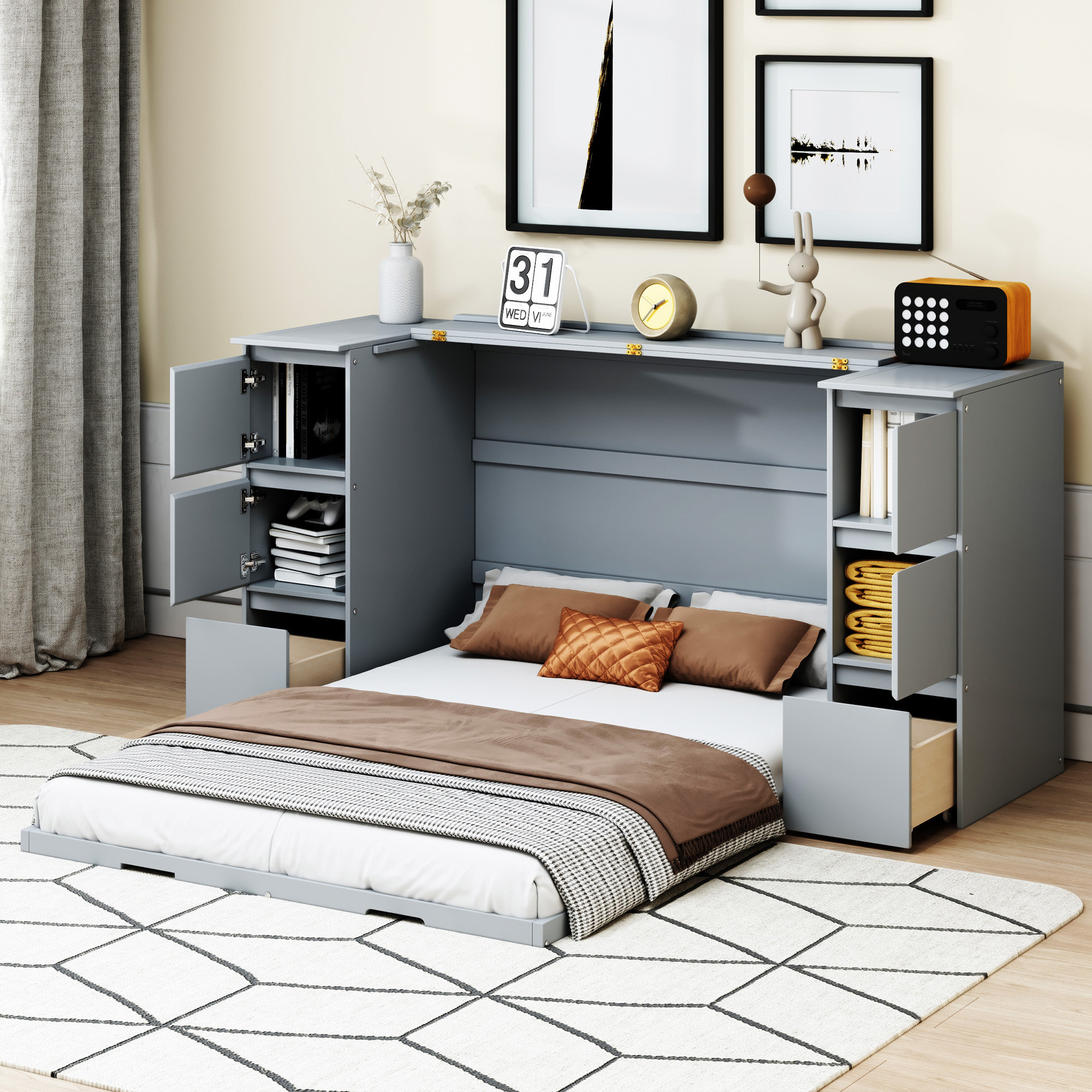 Red Barrel Studio® Murphy Bed With Drawers | Wayfair