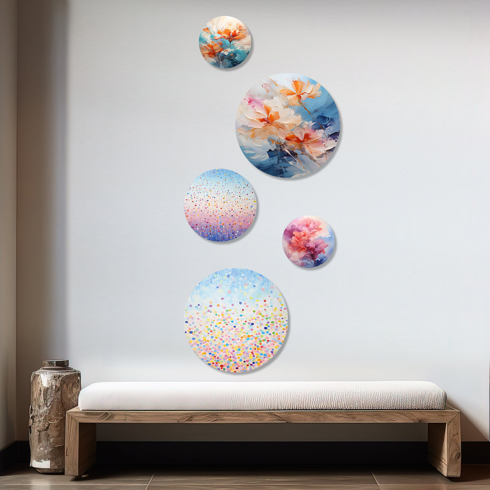 Lark Manor Minimalism Rainbow Dot - Abstract Abstract Round Wall Art ...