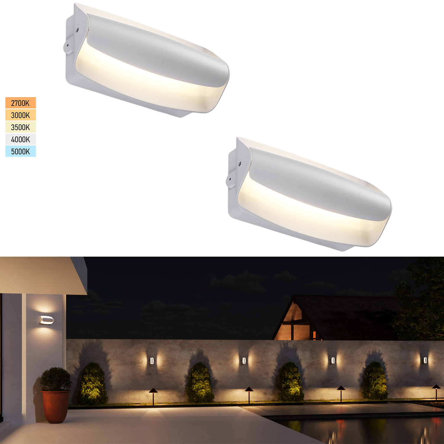 Arlmont & Co. 5cct Led Wall Light, 10w/15w/20w, Rotatable Head, Up Down Aluminum Modern Outdoor ...