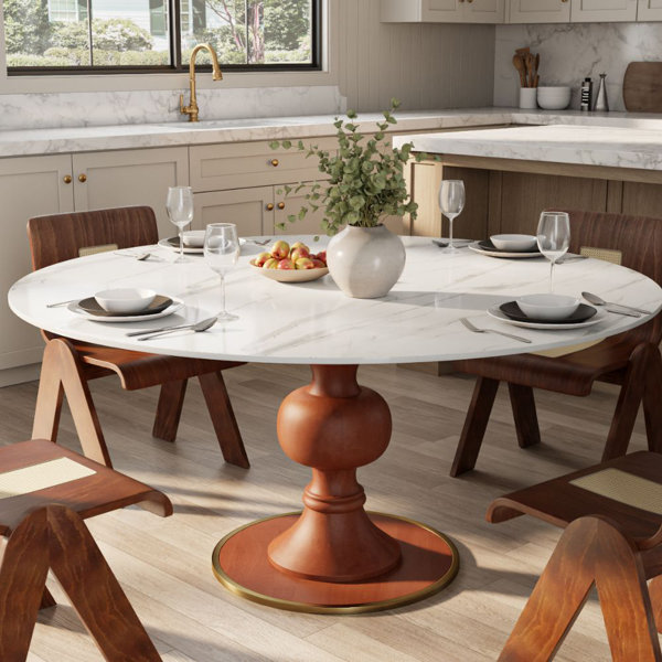 Canora Grey Kitchen Table Gourd Pedestal Dining Table For 4-8 | Wayfair