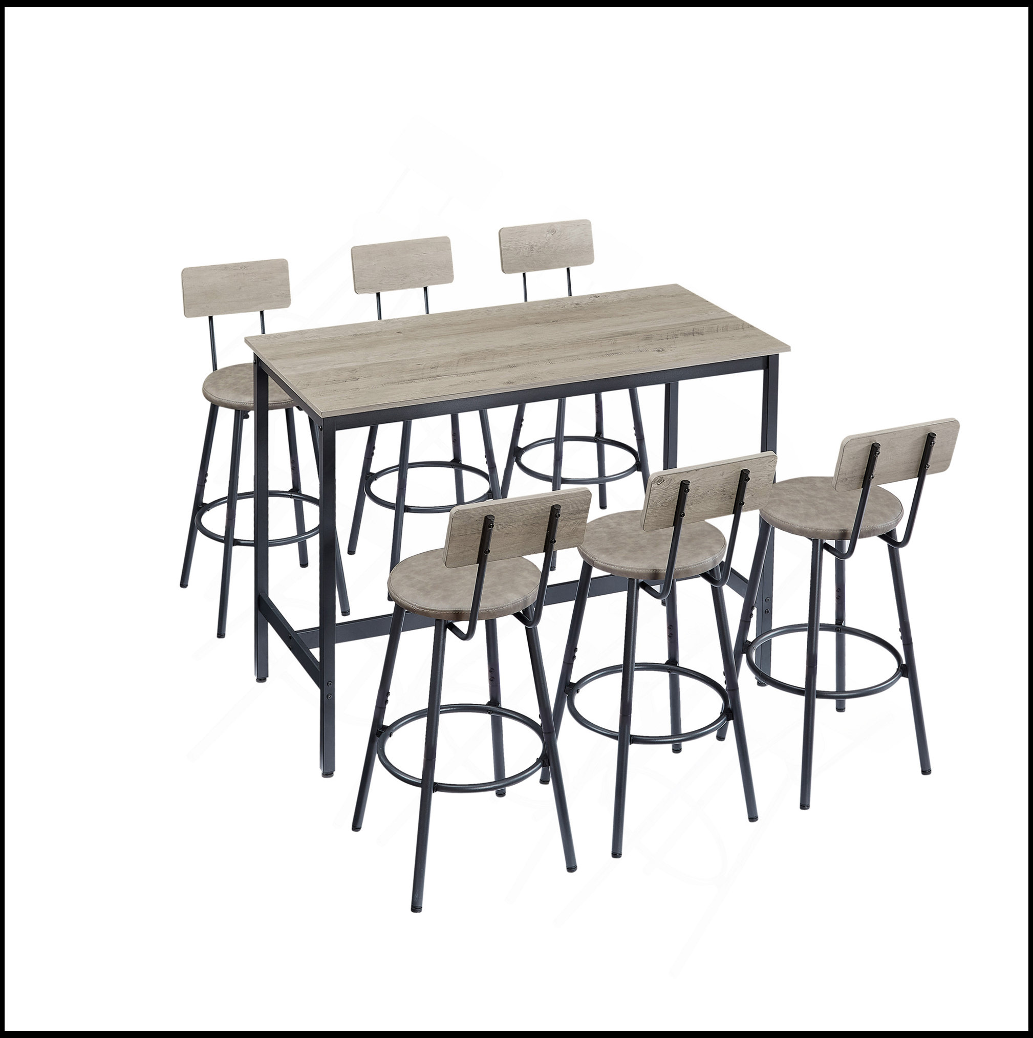 Ebern Designs Pub High Dining Table 7 Piece Set, Industrial Style Pub ...