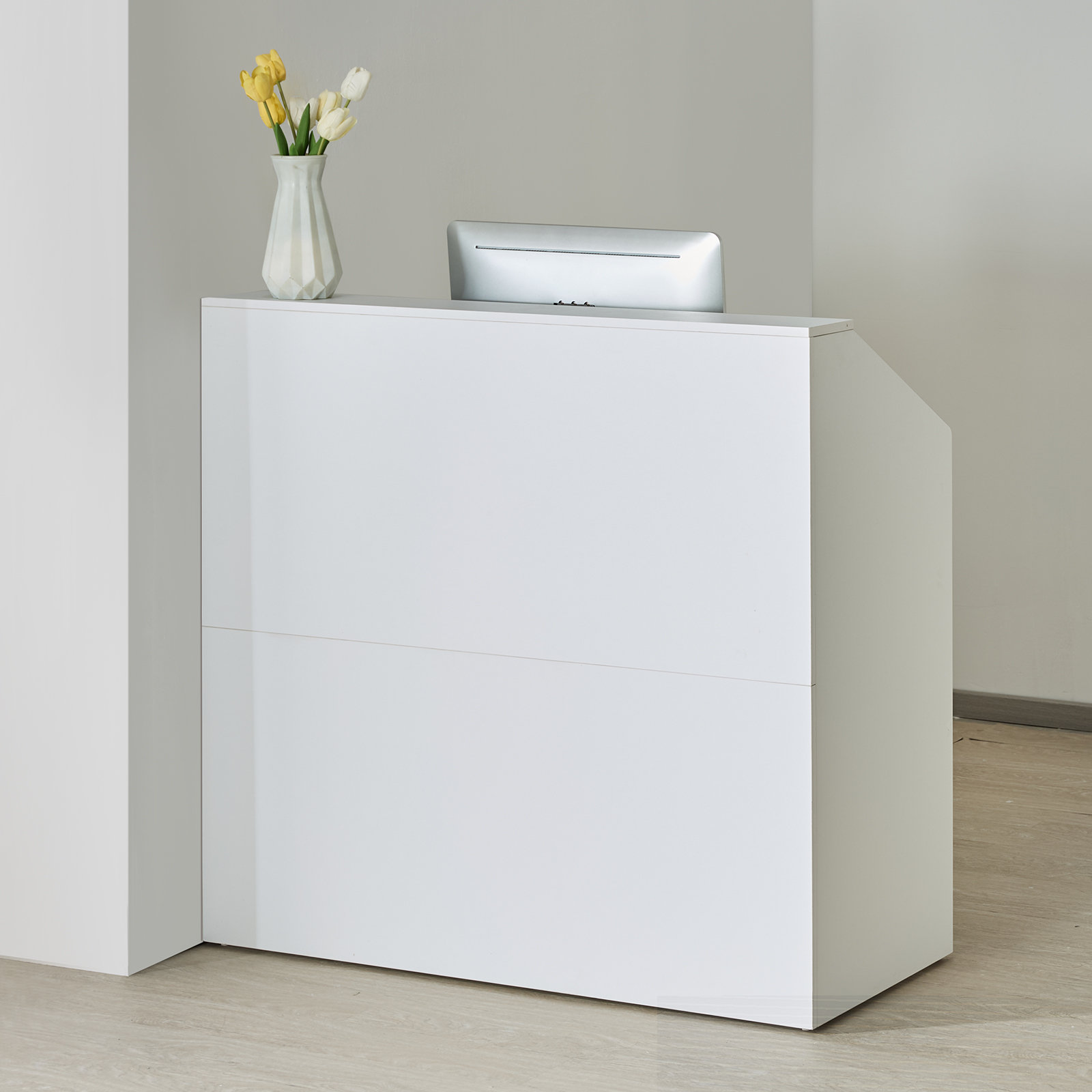 Ebern Designs Reception Desk Rectangular Front Counter Table 46.46 in ...