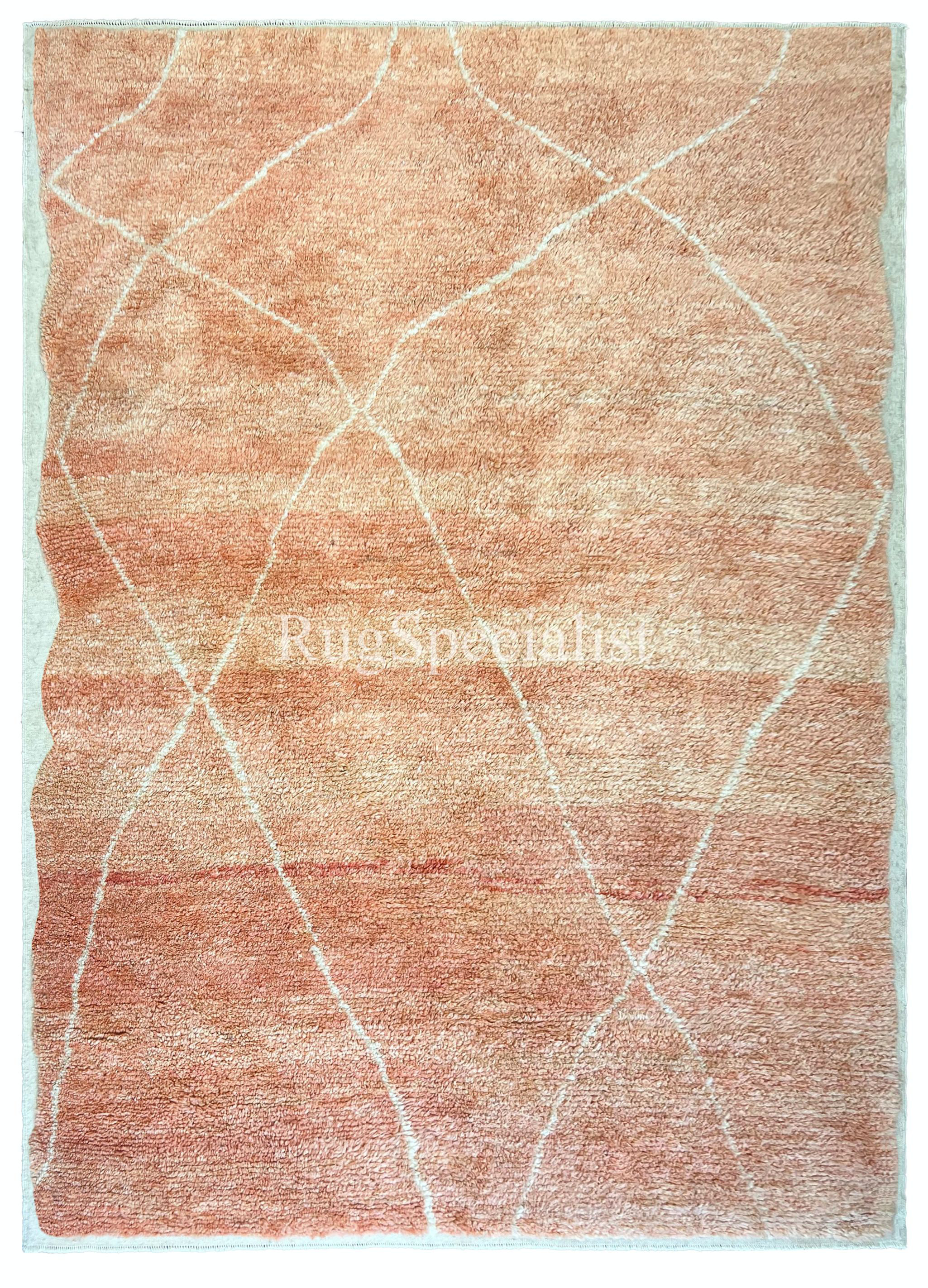 RugSpecialist Contemporary Hand Knotted Moroccan Tulu Rug in Soft Rose ...