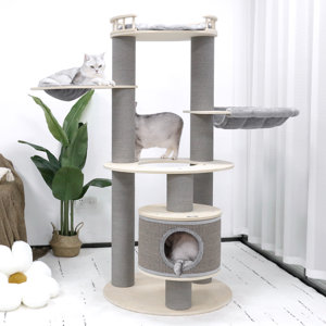 Tucker Murphy Pet™ Dyane 66'' H Wooden Cat Tree with Hammocks, Cat ...