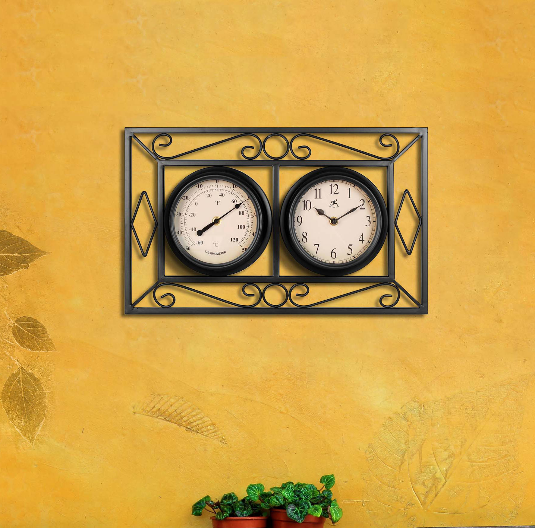 Infinity Instruments Classic Rectangle Metal Wall Clock 11.5 Inches ...