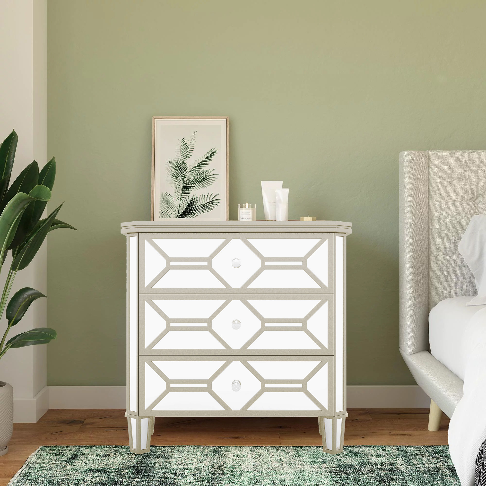 House of Hampton Elegant Mirrored 3 Drawer Chest - Wayfair Canada