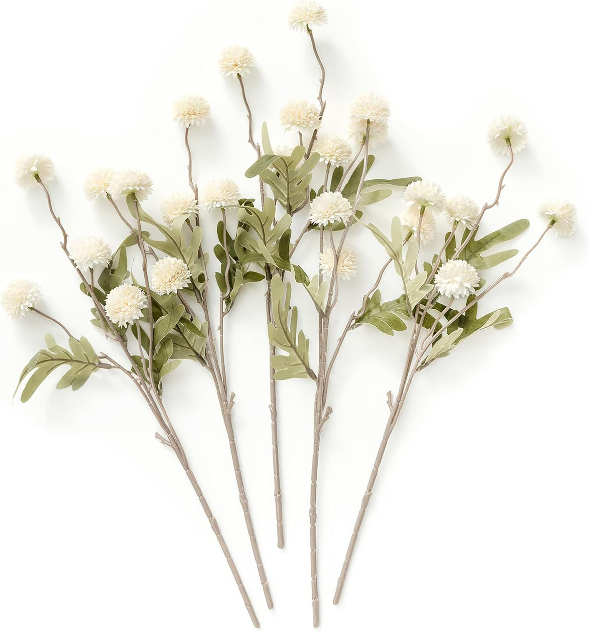 Primrue Pompon Mum Artificial Flower, 5Pcs Faux Silk Mini Chrysanth ...