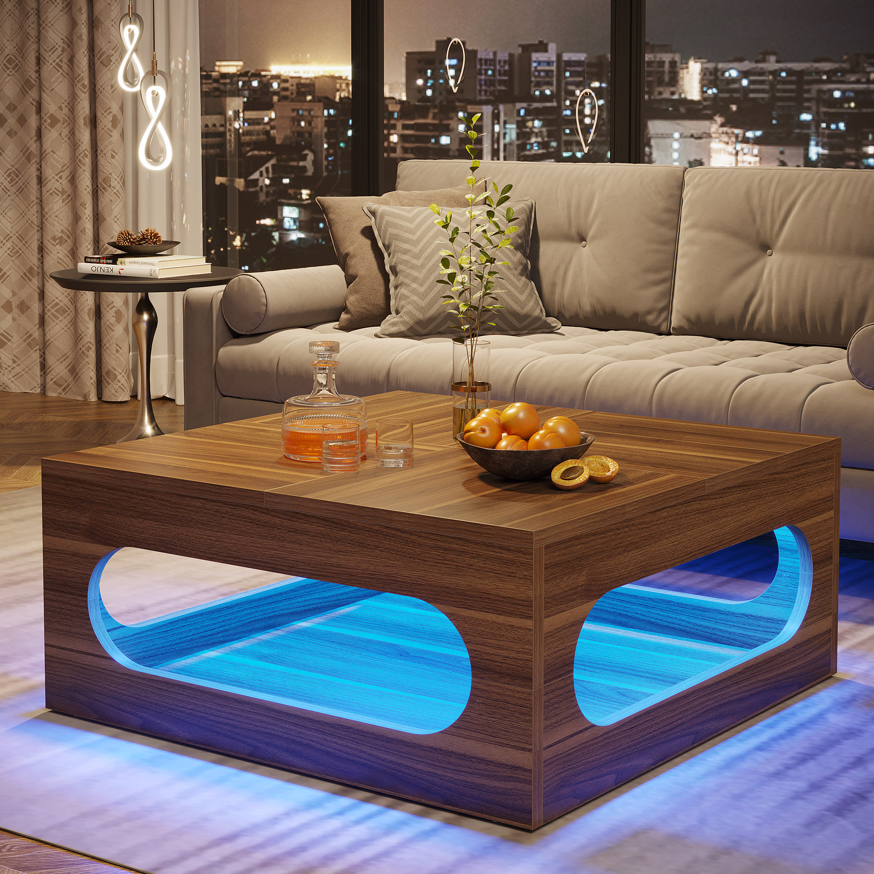 Orren Ellis Square Coffee Table with LED Light - Wayfair Canada