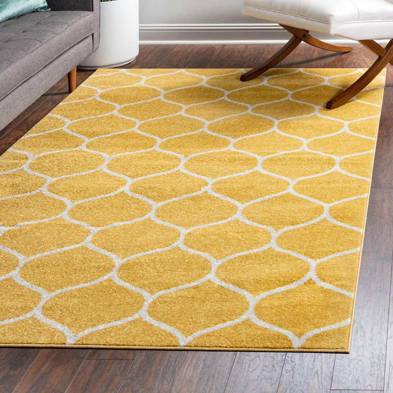 Bungalow Rose Llanet Geometric Yellow Area Rug & Reviews | Wayfair
