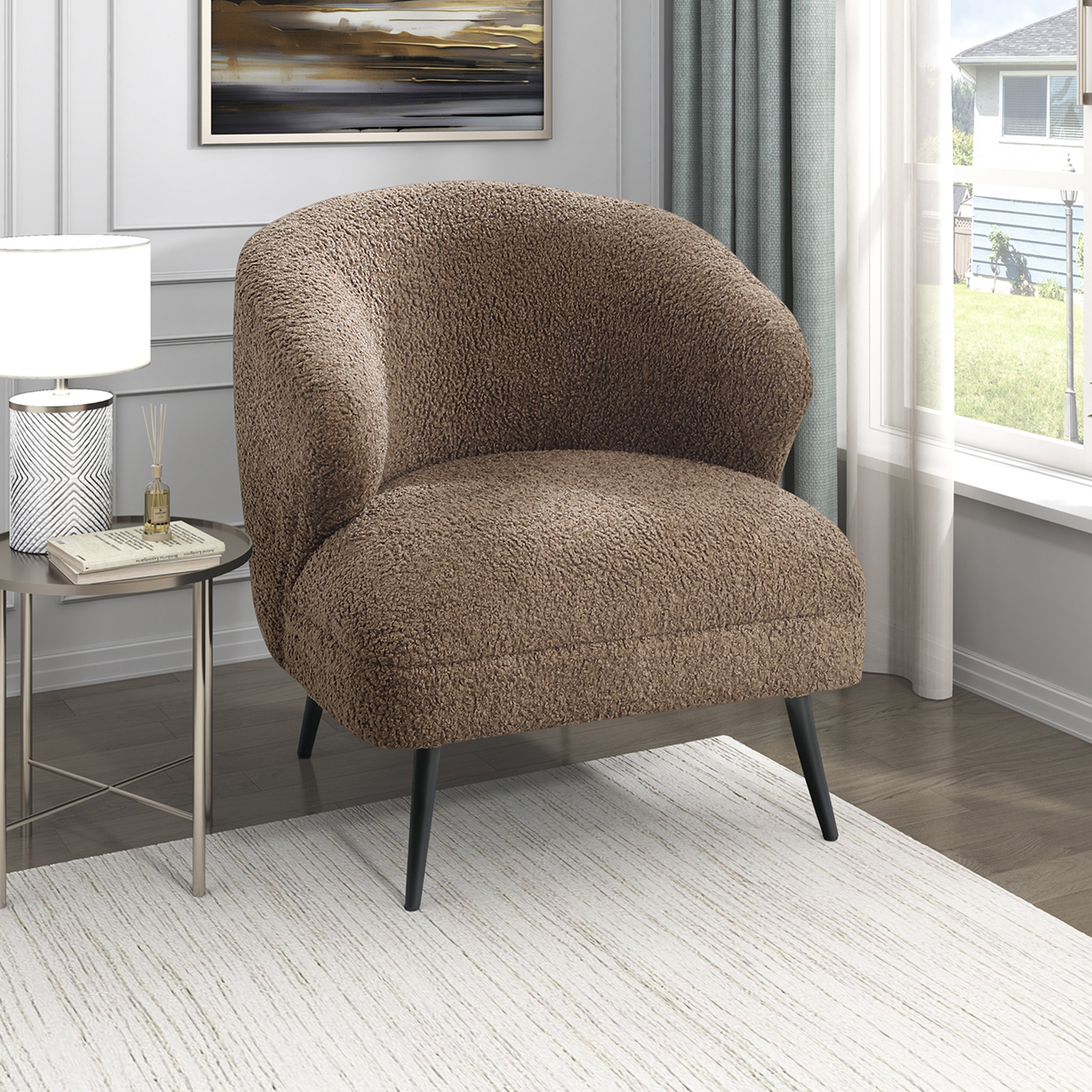 George Oliver Schlick 26" Recessed Arms Boucle Chair - Wayfair Canada