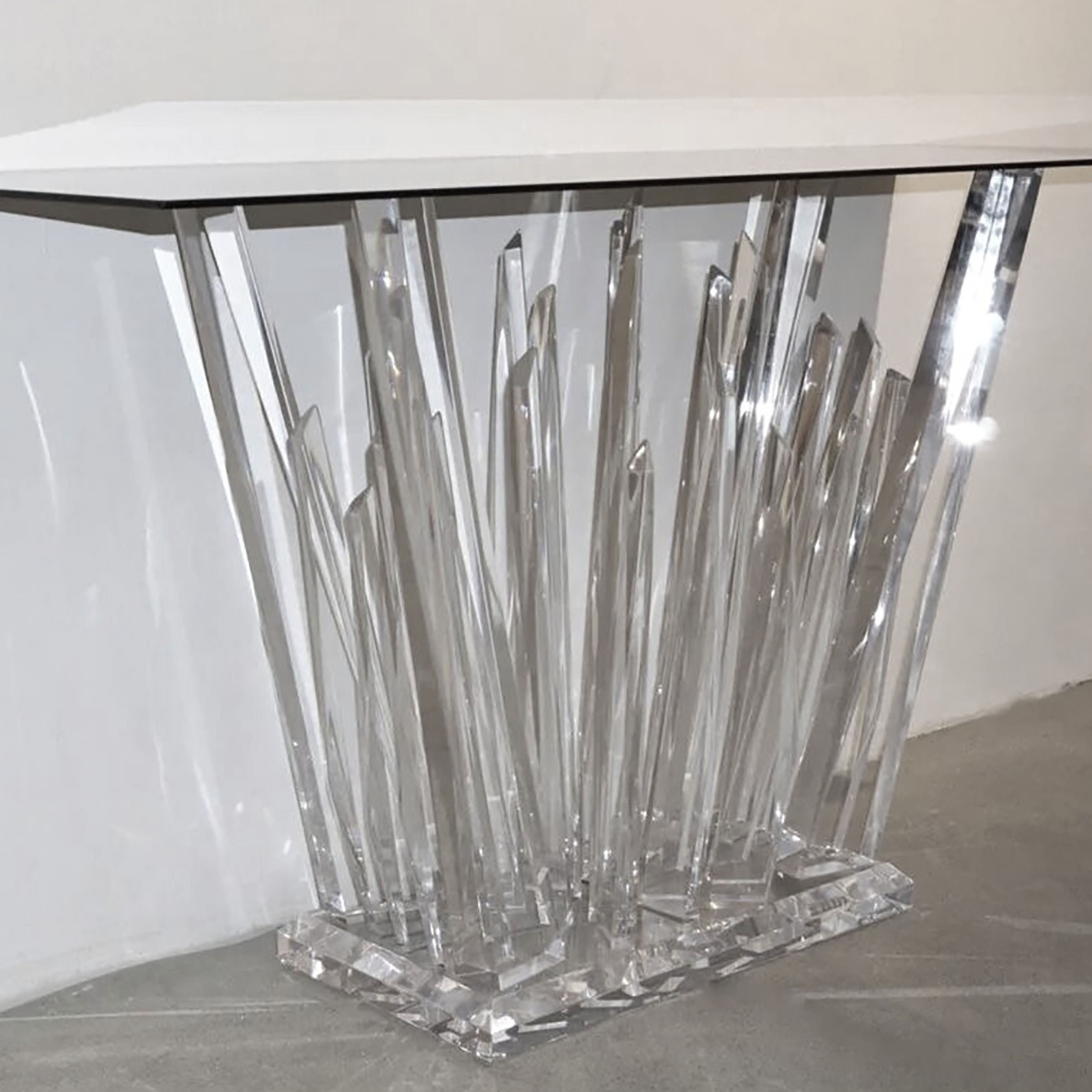 Clear Home Design Luxe Lucite Stalagmite Console Table with Glass Top ...