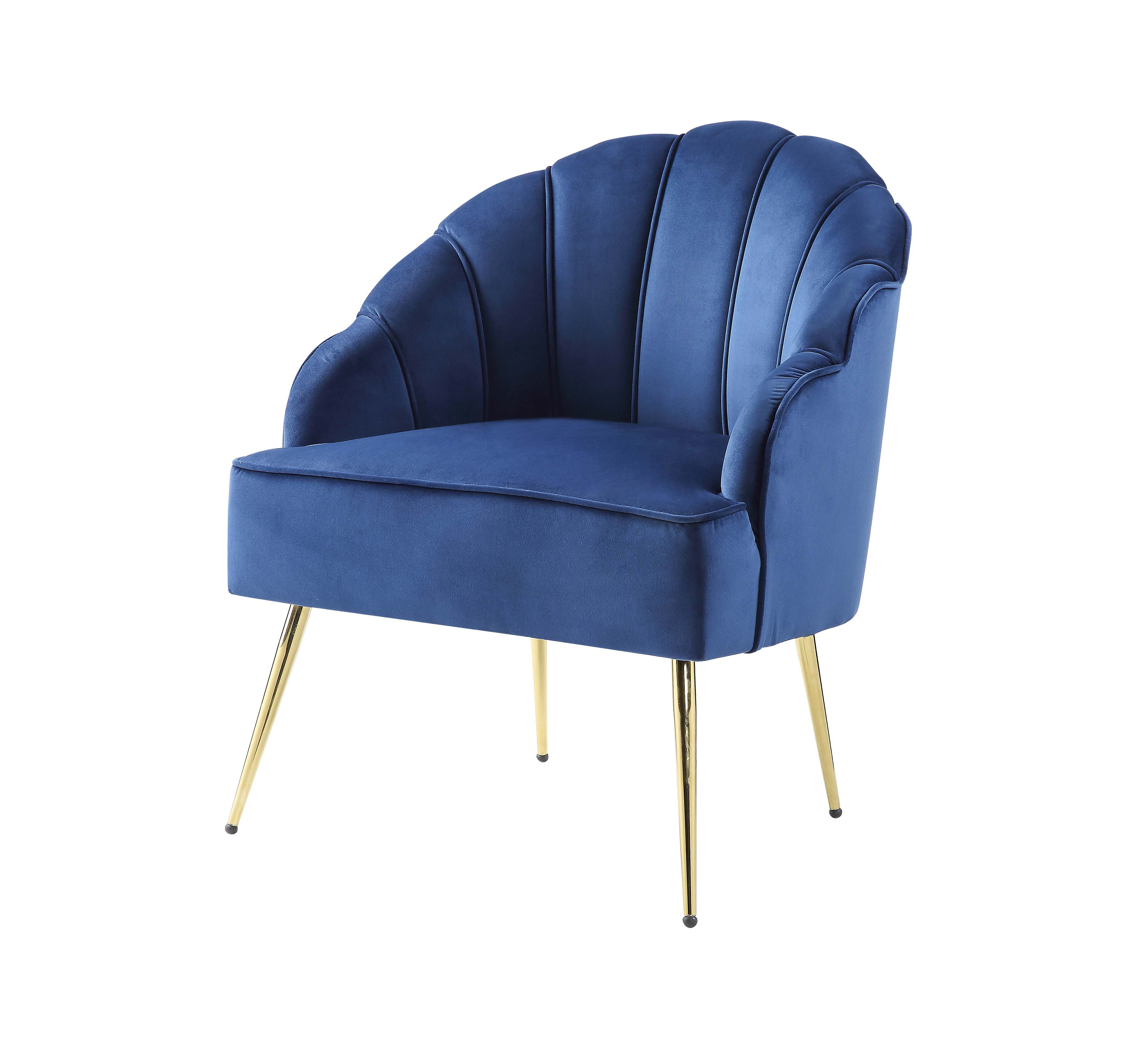 Mercer41 Naomi Blue Velvet Wingback Accent Chair with Metal Legs | Wayfair