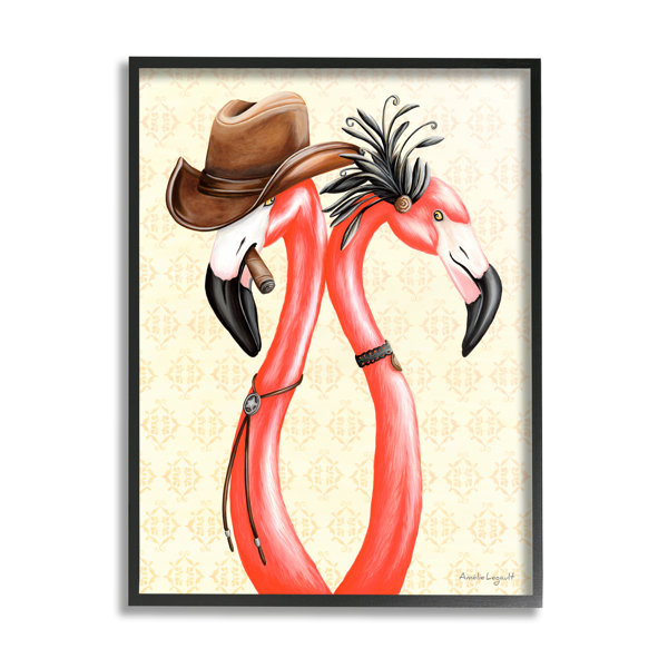 Stupell Industries Vintage Flamingos Cowboy Hat Antique Fashion Outfit ...