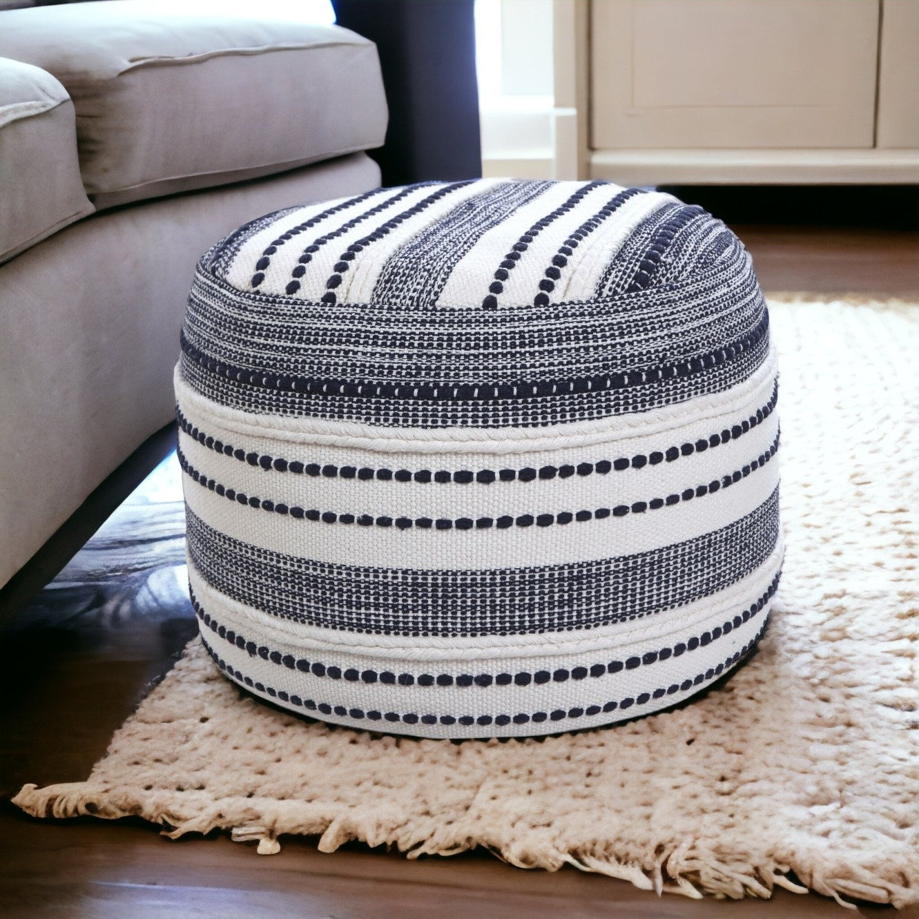 Foundry Select 18" Blue 100% Cotton Ottoman - Wayfair Canada