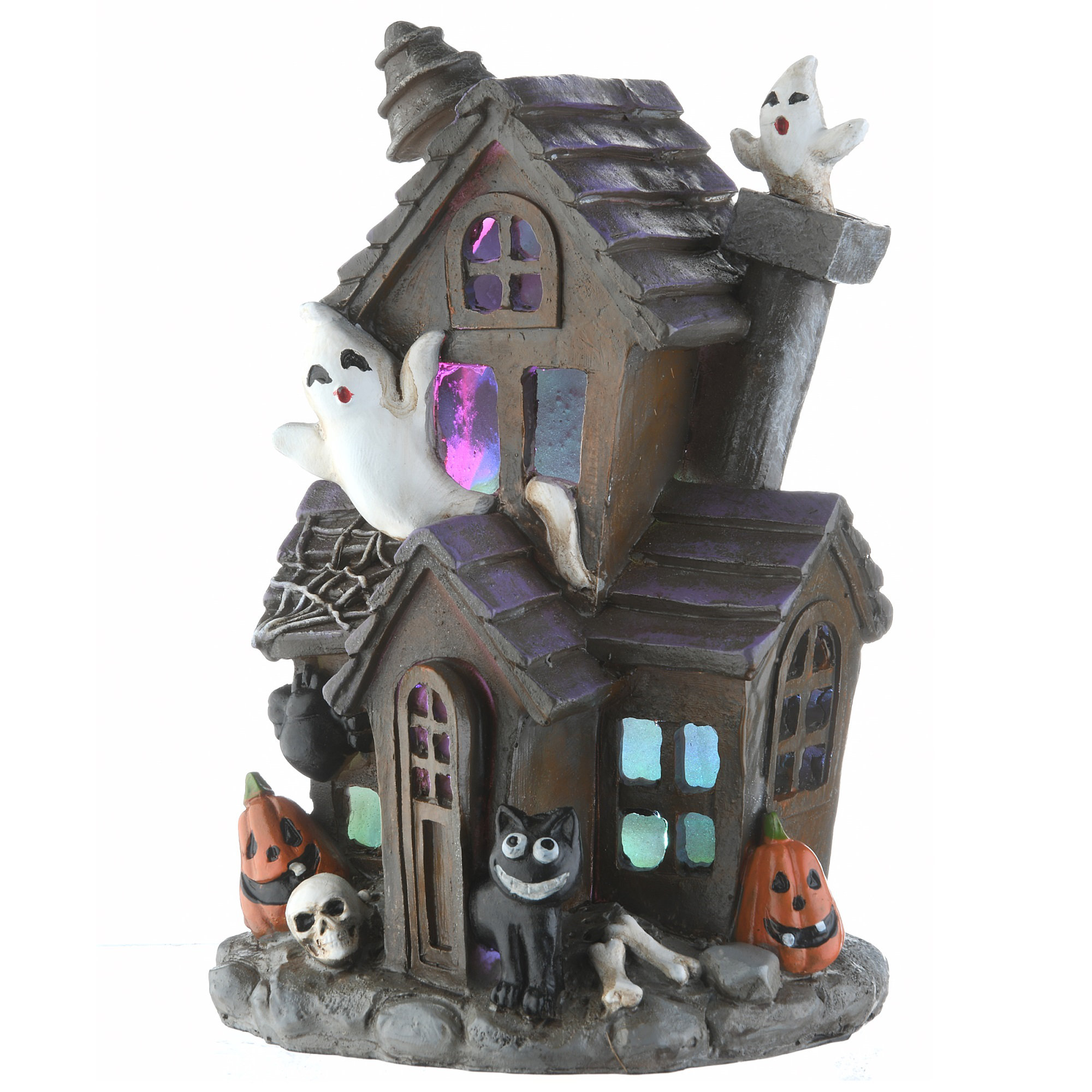 The Holiday Aisle® 6" Halloween LED Black Haunted House | Wayfair