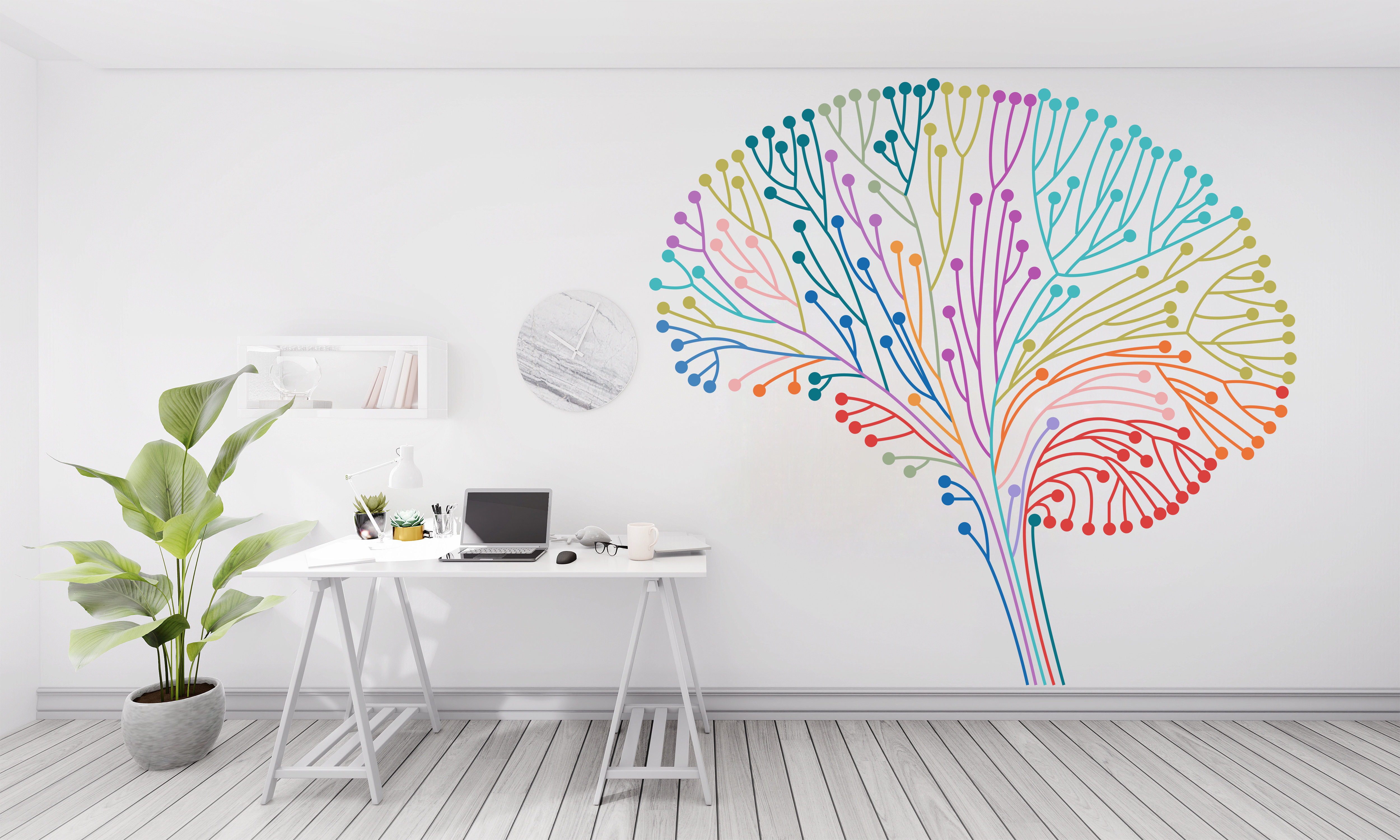 Lark Manor™ Creative Concept Of Brain Wall Decal, Technology Vinyl Wall ...