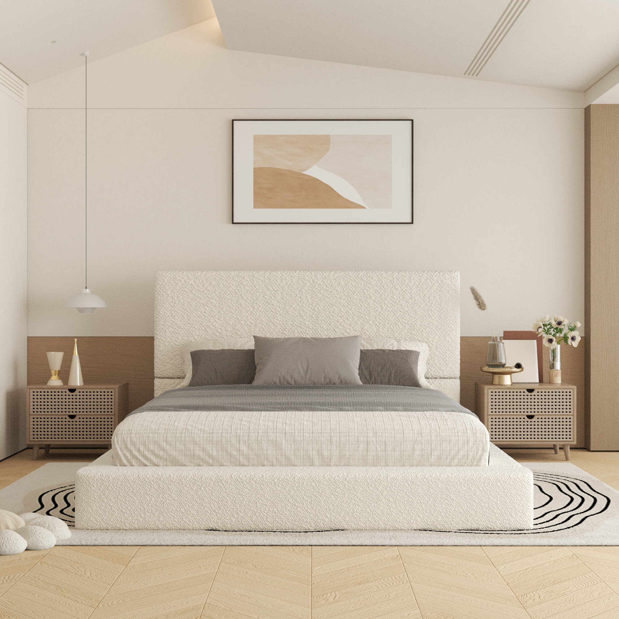 Latitude Run® Haden Boucle Platform Bed Frame & Reviews | Wayfair