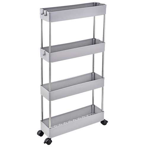 ARC 4-Tier Slim Storage Cart Mobile Shelving Unit Rolling Cart with ...