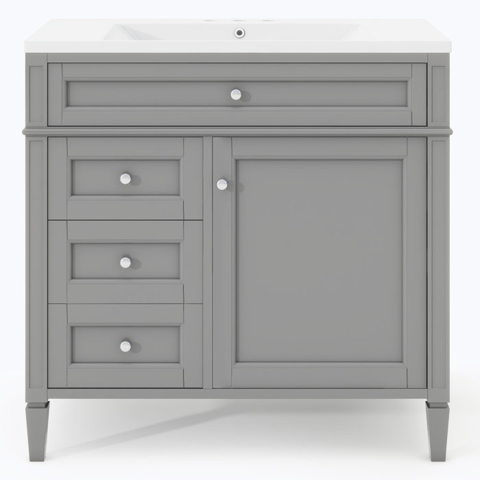 Charlton Home® Clancie 36'' Single Bathroom Vanity with Ceramic Top ...